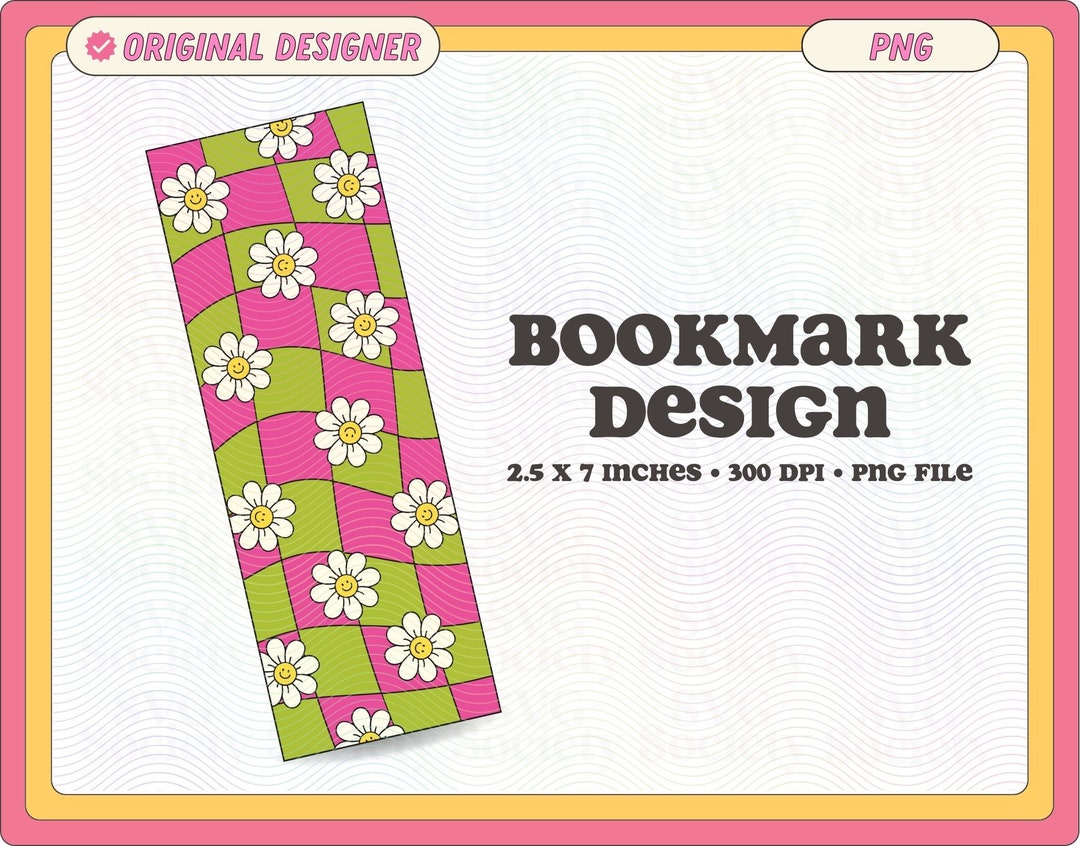Floral Checkered Bookmark Design, PNG File, Cute Creative Bookish ...