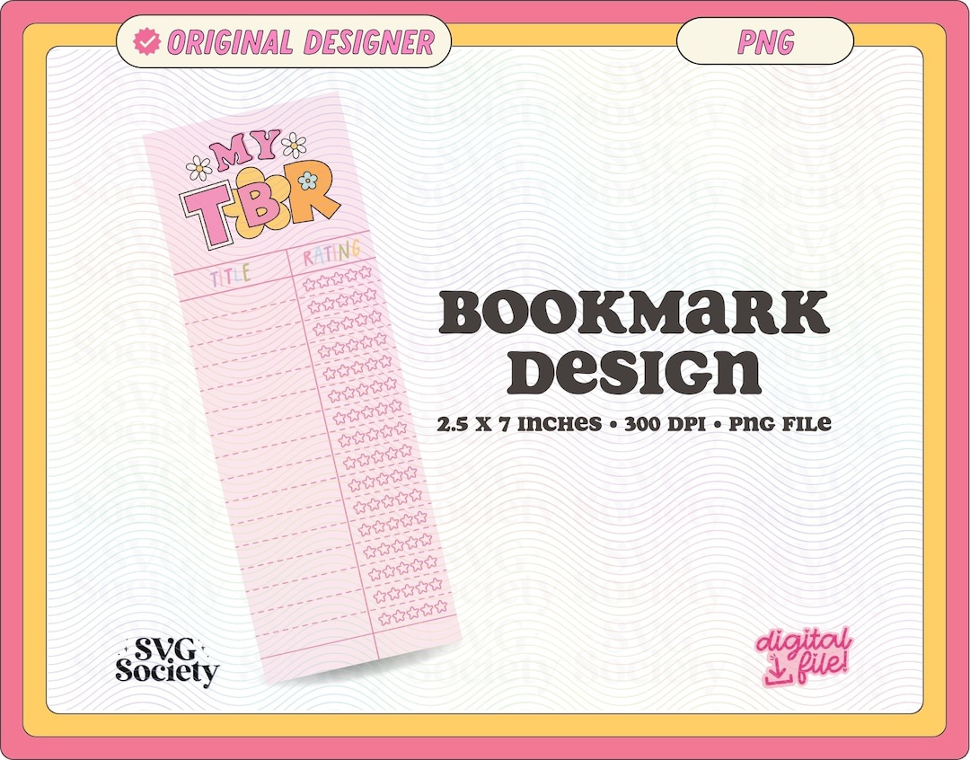 My TBR Bookmark Design, PNG File, Cute Creative Bookish Printable ...