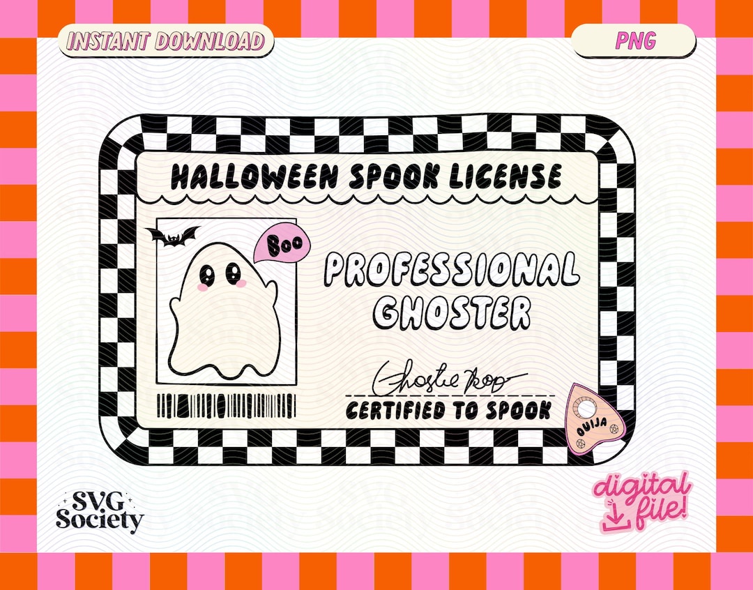 Ghost Halloween Spook License PNG File, Witty Creative Artsy Design ...