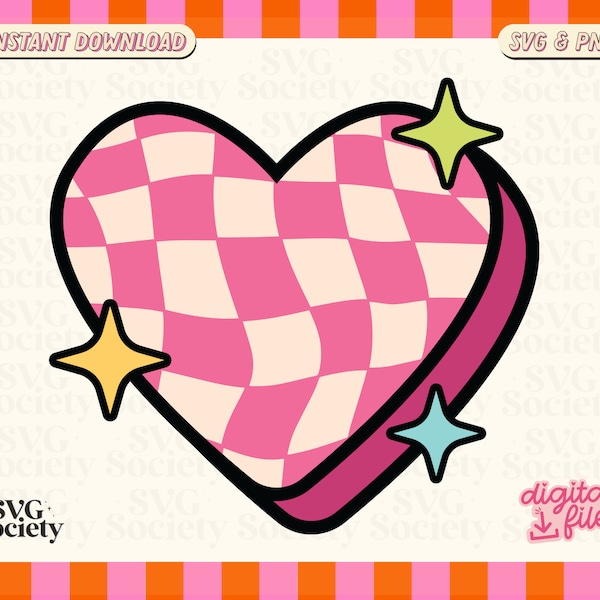 Checkered Heart - Etsy