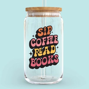 Sip Coffee Read Books SVG PNG Cute Groovy Bookish Trendy Aesthetic ...