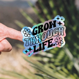 Grow Through Life SVG PNG, Inspirational Quote Svg, Trendy, Groovy and ...