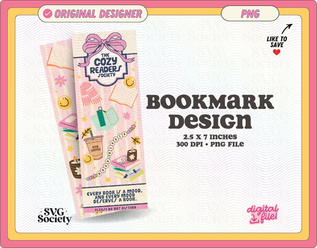Cozy Readers Society Bookmark Design Bundle: Fall Bookish PNG (digital ...