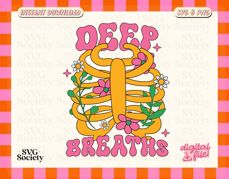 Deep Breaths SVG PNG Mental Health Svg Meditation Cute - Etsy