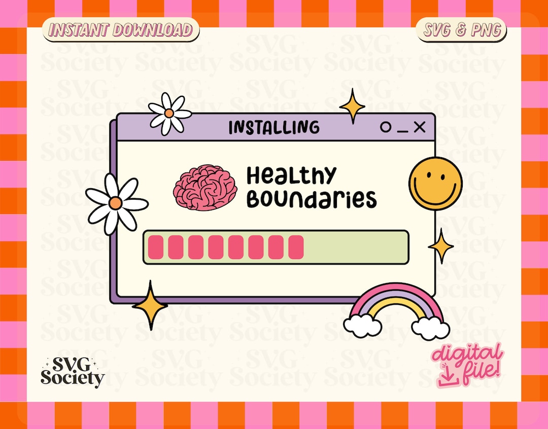 Healthy Boundaries, Cute Mental Health SVG PNG Design for T-shirts ...