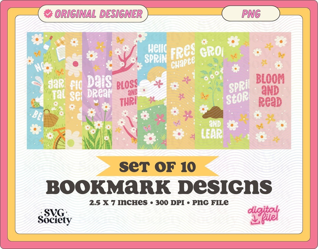 Spring Season Set of 10 Bookmark Designs, PNG Files, Cute Creative ...