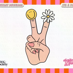 Floral Peace Sign SVG PNG Cute Design Elements for T-shirts, Cups ...