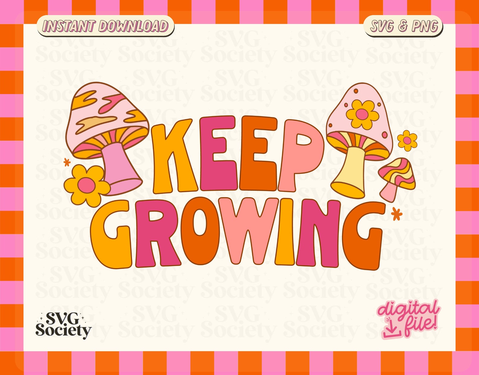 Keep Growing SVG Png Sublimation Design Groovy Svg - Etsy
