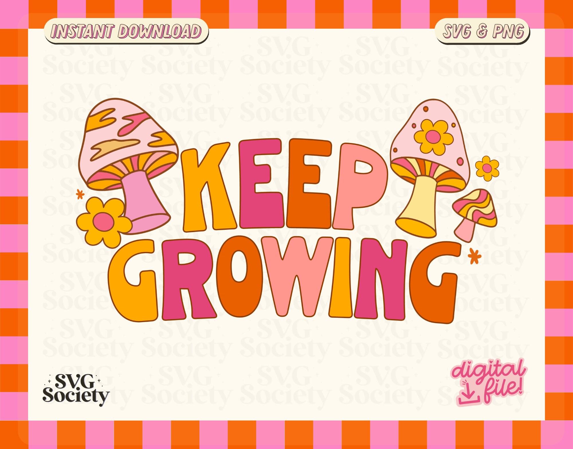 Keep Growing SVG Png Sublimation Design Groovy Svg - Etsy