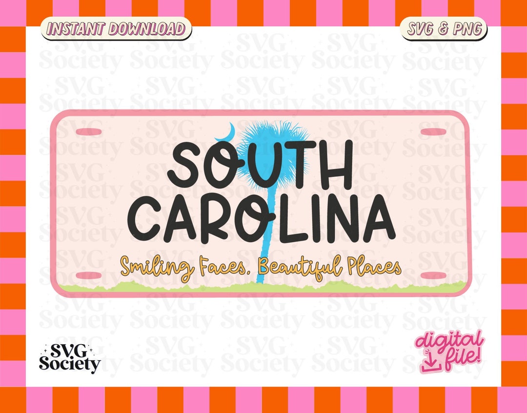 South Carolina Plate SVG PNG: Trendy Design (digital Download) - Etsy