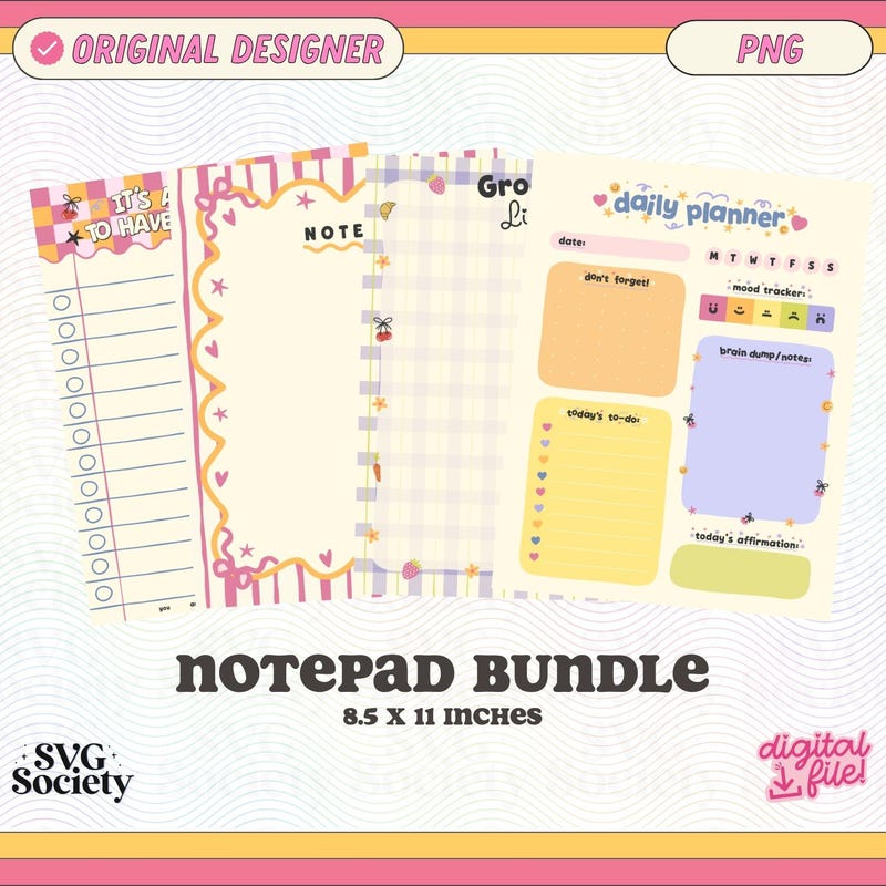 Printable Notepad Svgs - Etsy