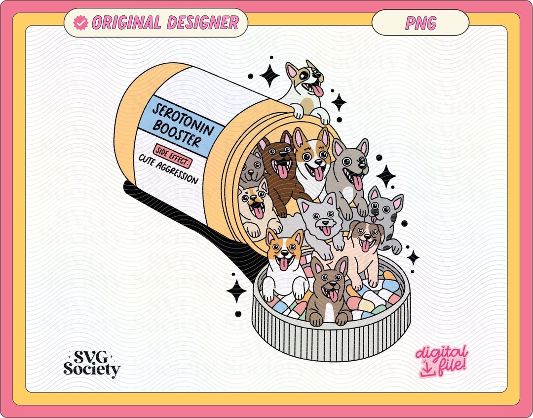 Serotonin Booster Dogs PNG File, Super Cute Artsy Creative Design for ...