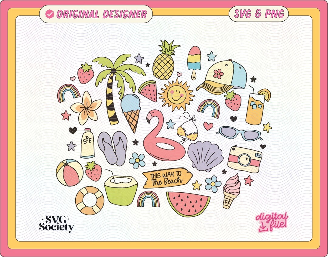 Summer Things SVG PNG File: Trendy Design for Shirts, Mugs (commercial ...