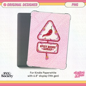Spicy Books Ahead, Printable E-reader Case Insert Design, PNG File, Digital Download ...