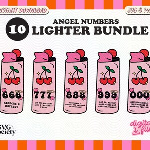 Cute Artsy Angel Numbers Lighter SVG and PNG Design Bundle, Perfect for ...