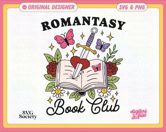 Romantasy Book Club PNG File, Cute Trendy Bookish Artsy Design for ...