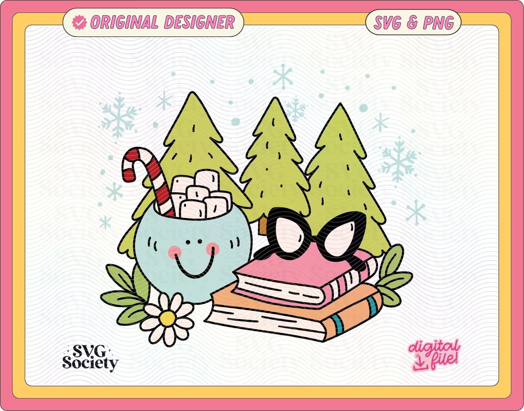 Winter Bookmas SVG PNG File, Cute Trendy Bookish Artsy Design for ...