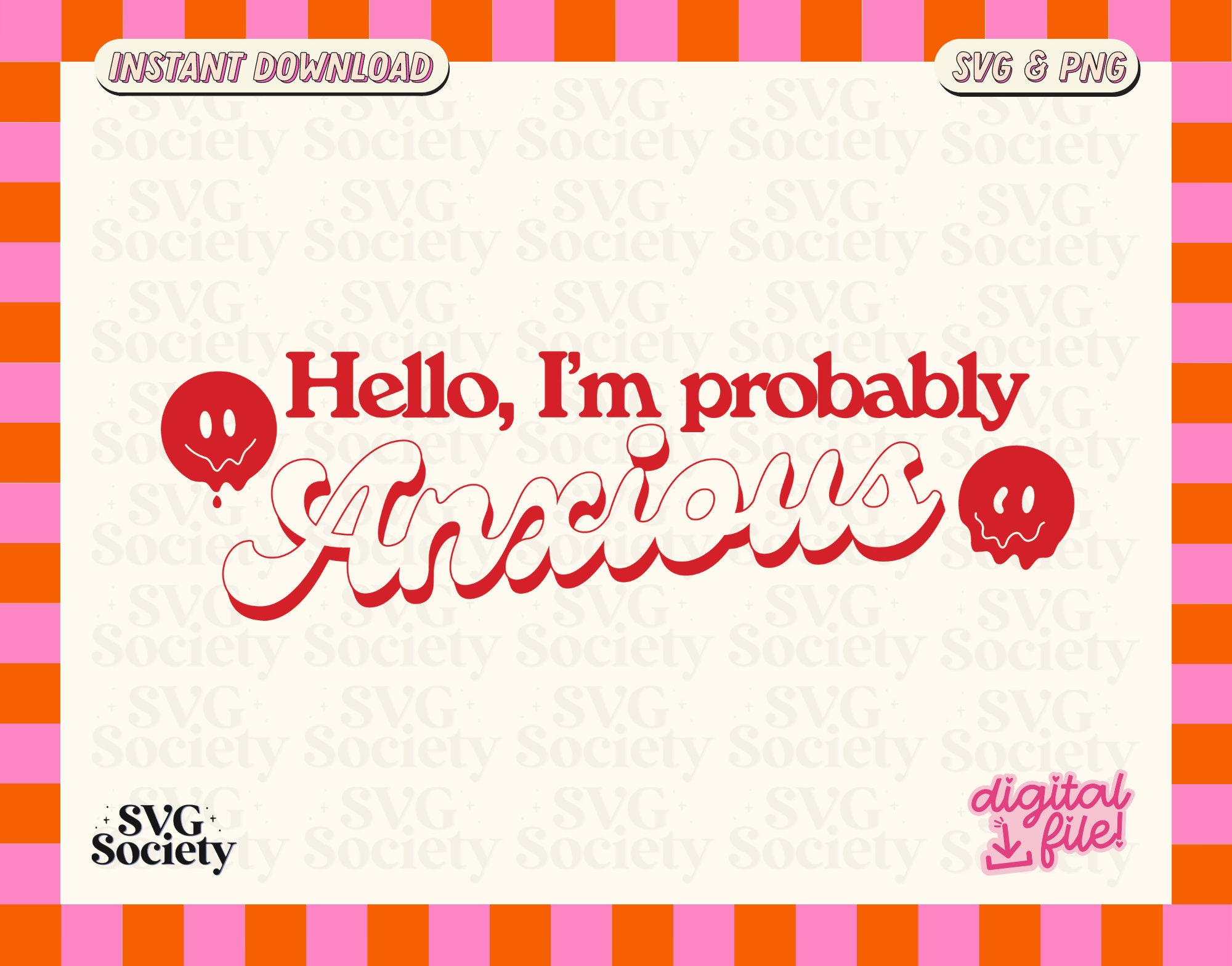 Hello Im Probably Anxious SVG PNG Sublimation Silhouette - Etsy