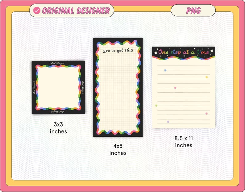 Funky Rainbow Printable Notepad Design Bundle | Craft Business ...