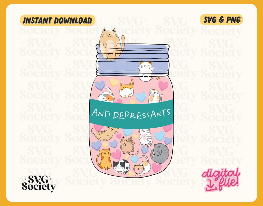 Cat Antidepressants SVG: Mental Health Design (SVG, PNG) - Etsy