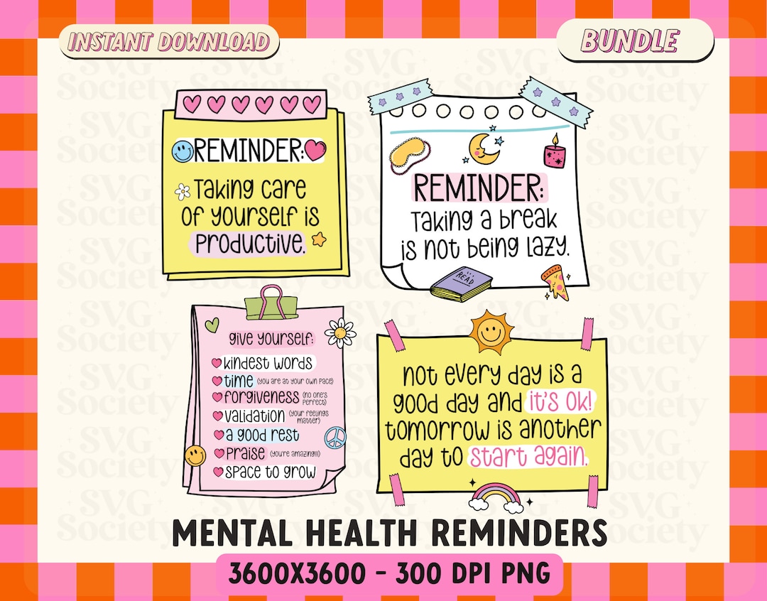 Mental Health Reminders Png, Self Care Png, Daily Affirmations Png ...