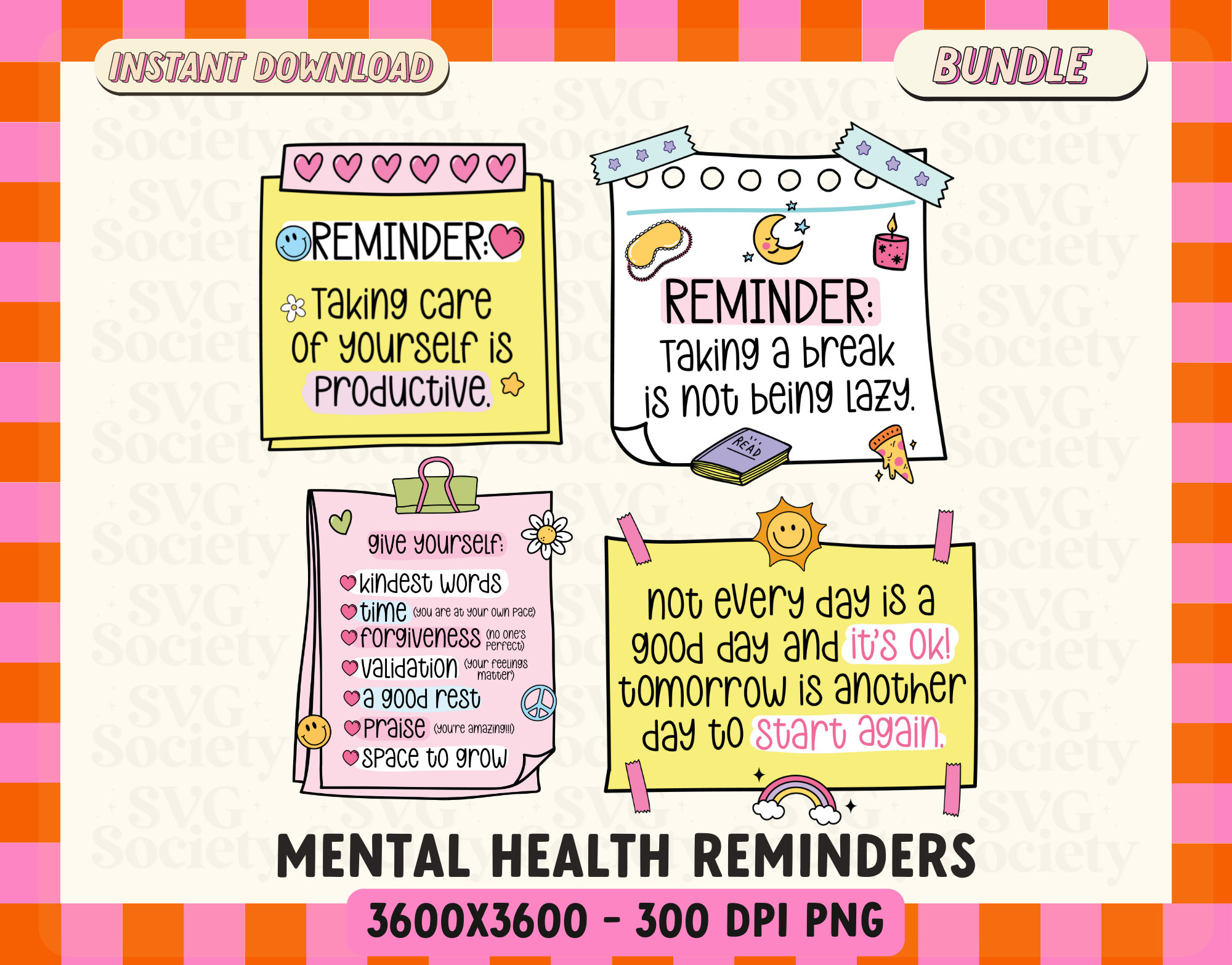 Mental Health Reminders Png Self Care Png Daily Affirmations - Etsy UK