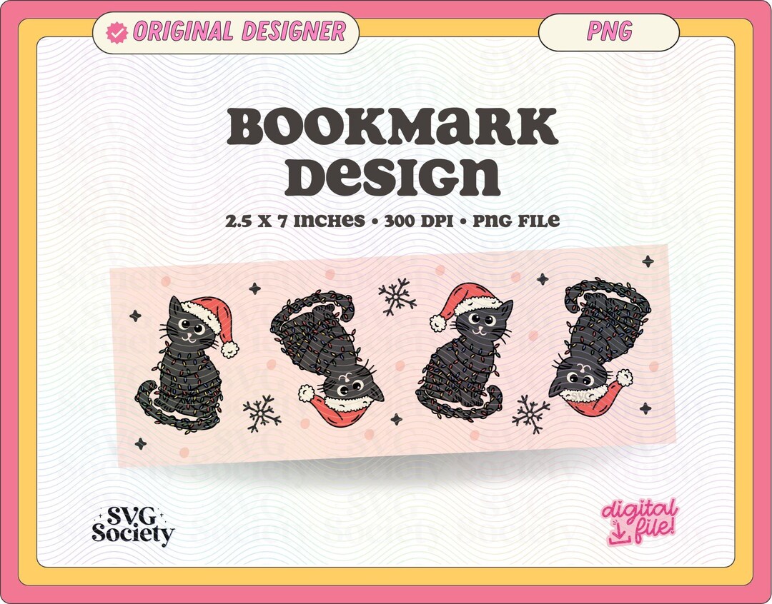 Christmas Cat Bookmark Design, PNG File, Cute Creative Bookish Cat Mom ...