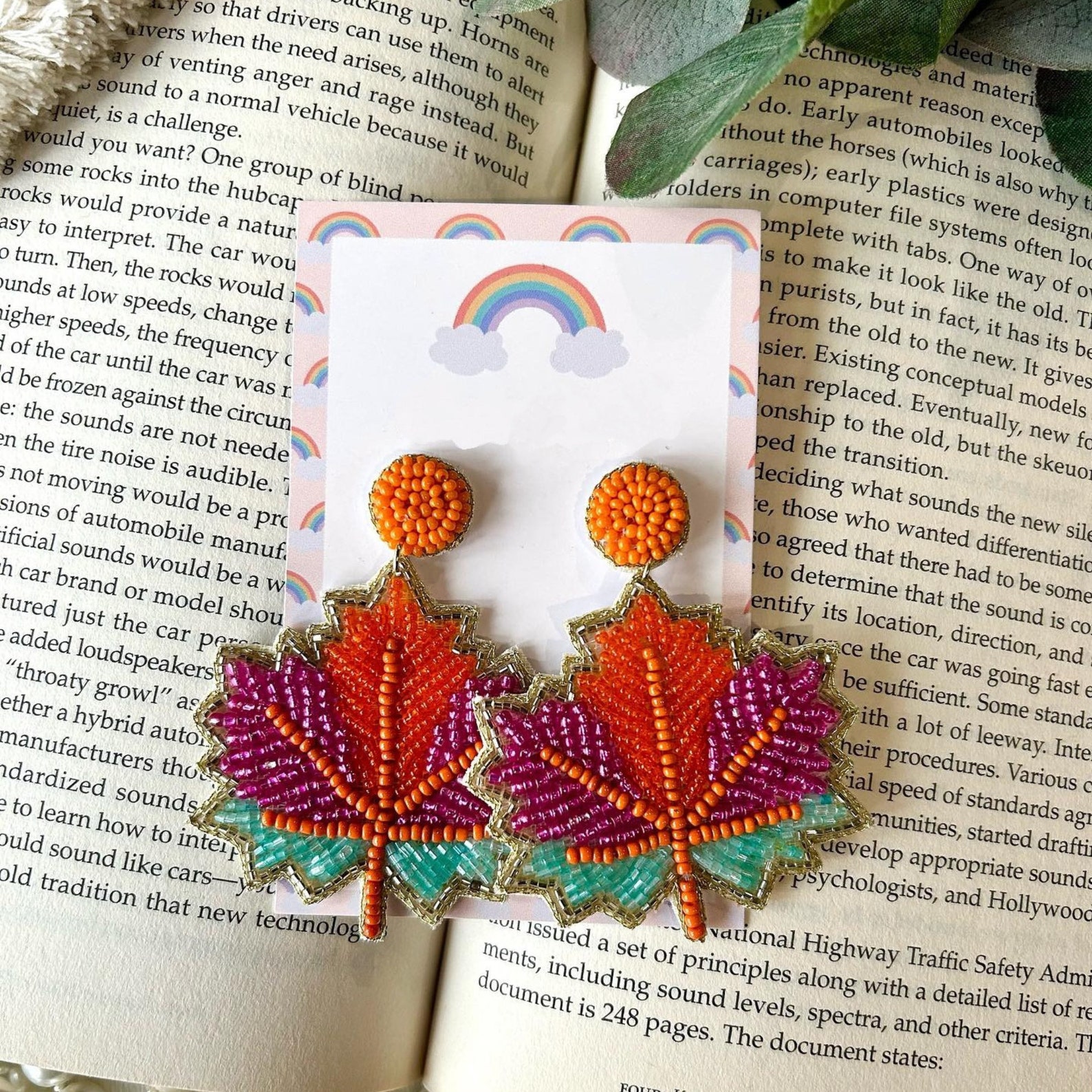Indigenous Maple Leaf Embroidery Earrings With Multicoloured - Etsy