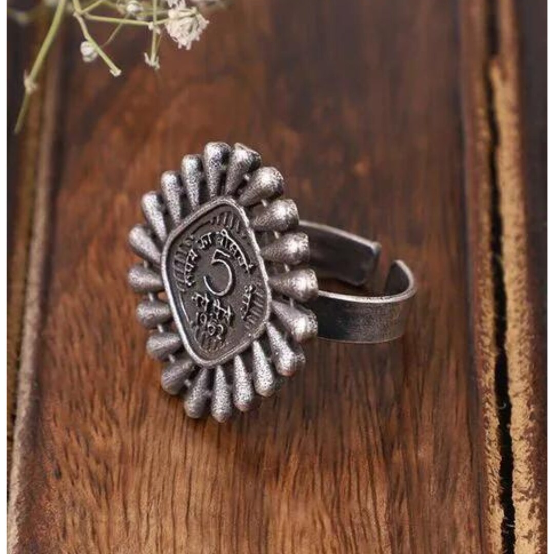 Old Vintage Indian Coins Made Ring Tribal Art Collectible 5 Paisa Coin ...