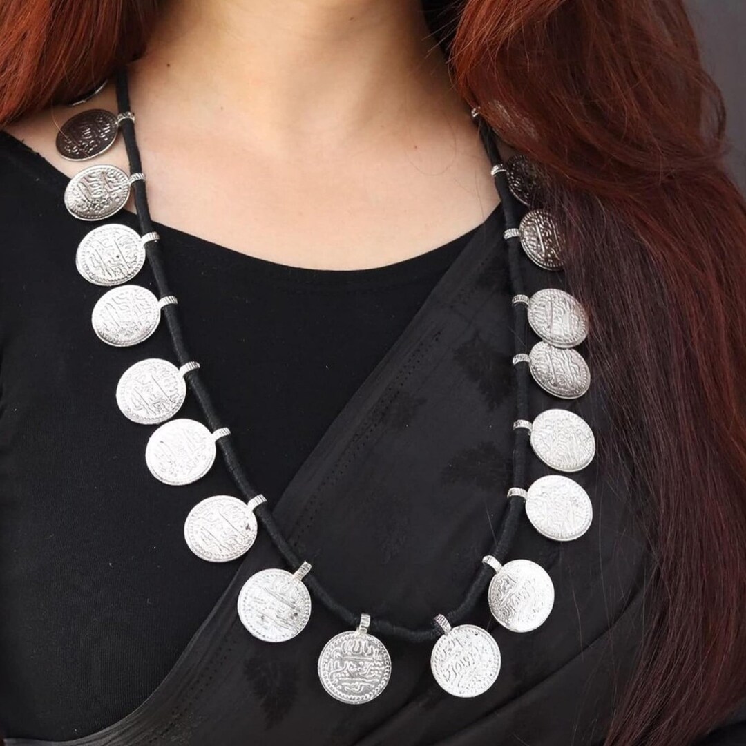 Nepalese Limbu Tribal Necklace on Black Wool, Coin Jewelry, Amulets ...