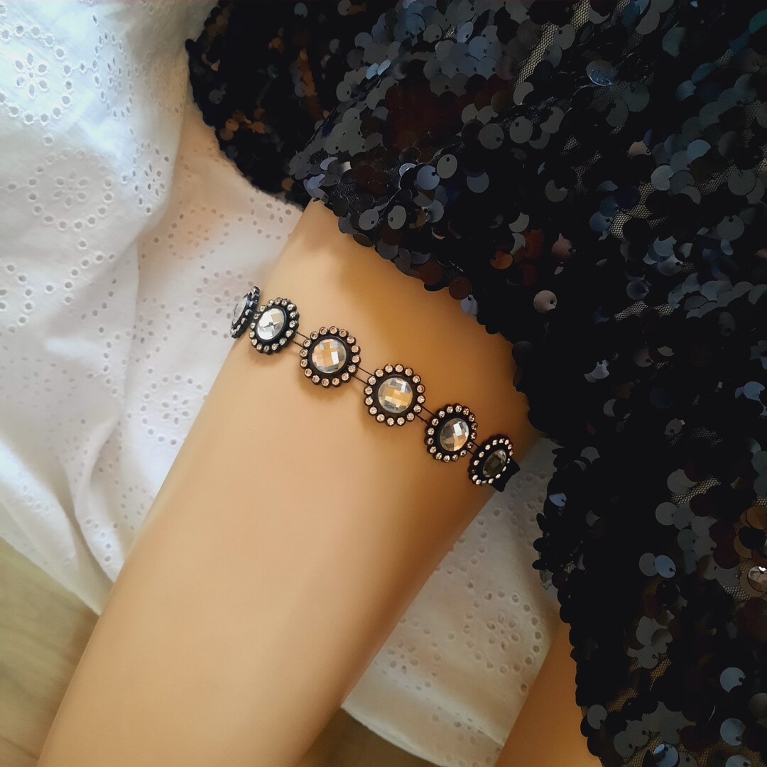 Black Garter , Gothic Wedding Garter , Boho Wedding , Bridal Party ...