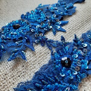 Royal Blue Garter Set, Blue Sequin Lace Garters , Blue Beaded Garter ...