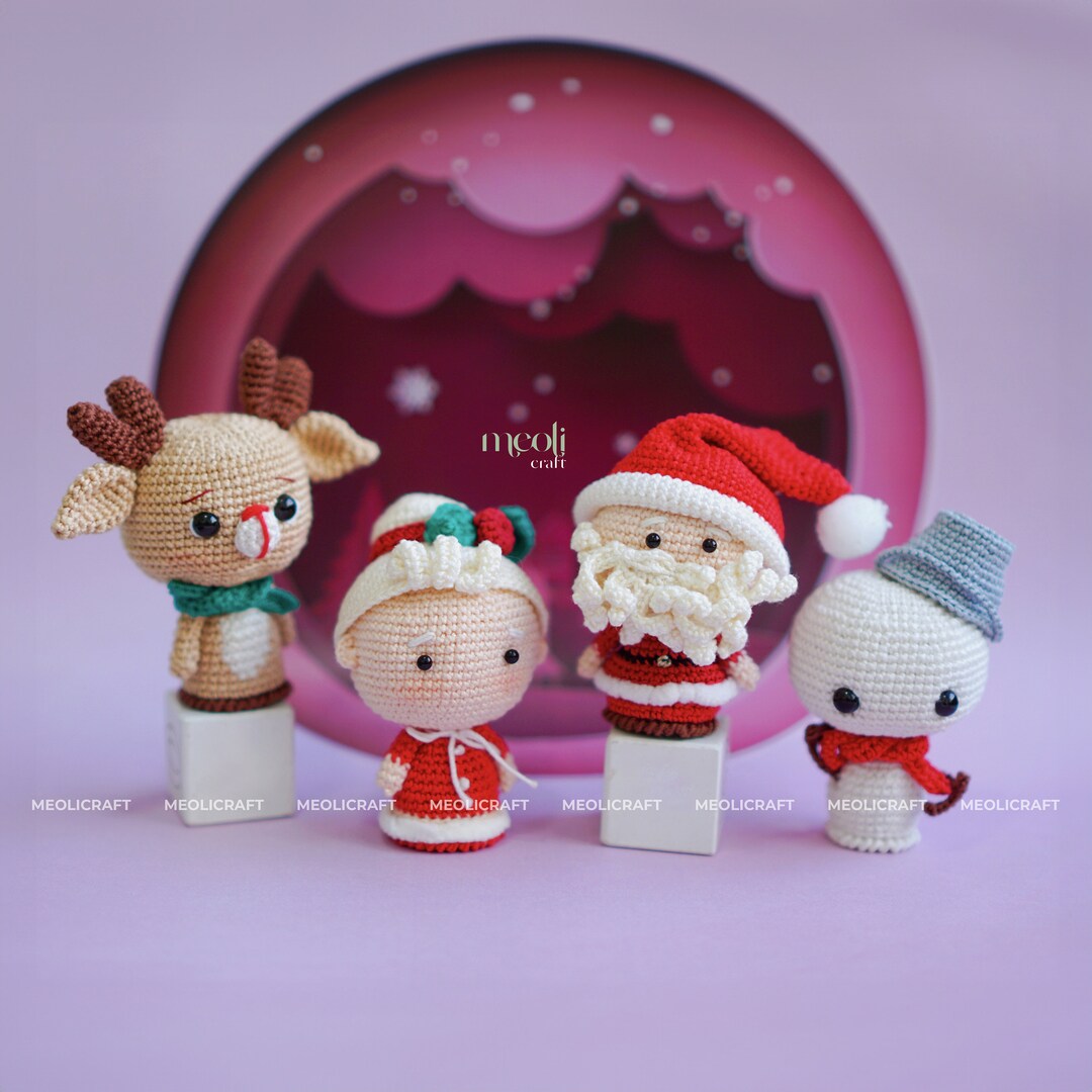 Mini Christmas Crochet Pattern Low Sew. Ornaments Amigurumi Crochet ...