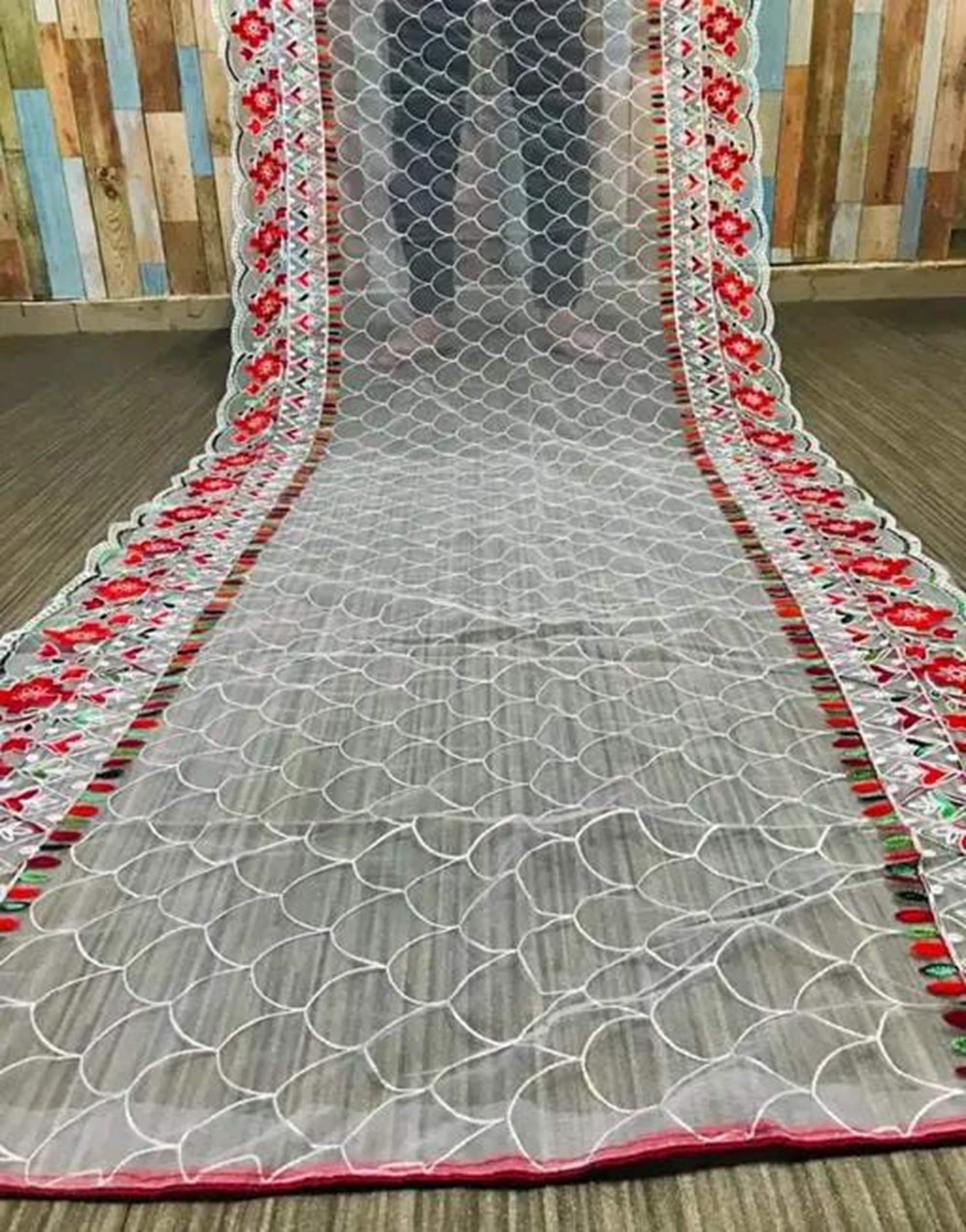 Embroidered Phulkari Dupatta for Women, Bridal Chunni in Vibrant Colors ...