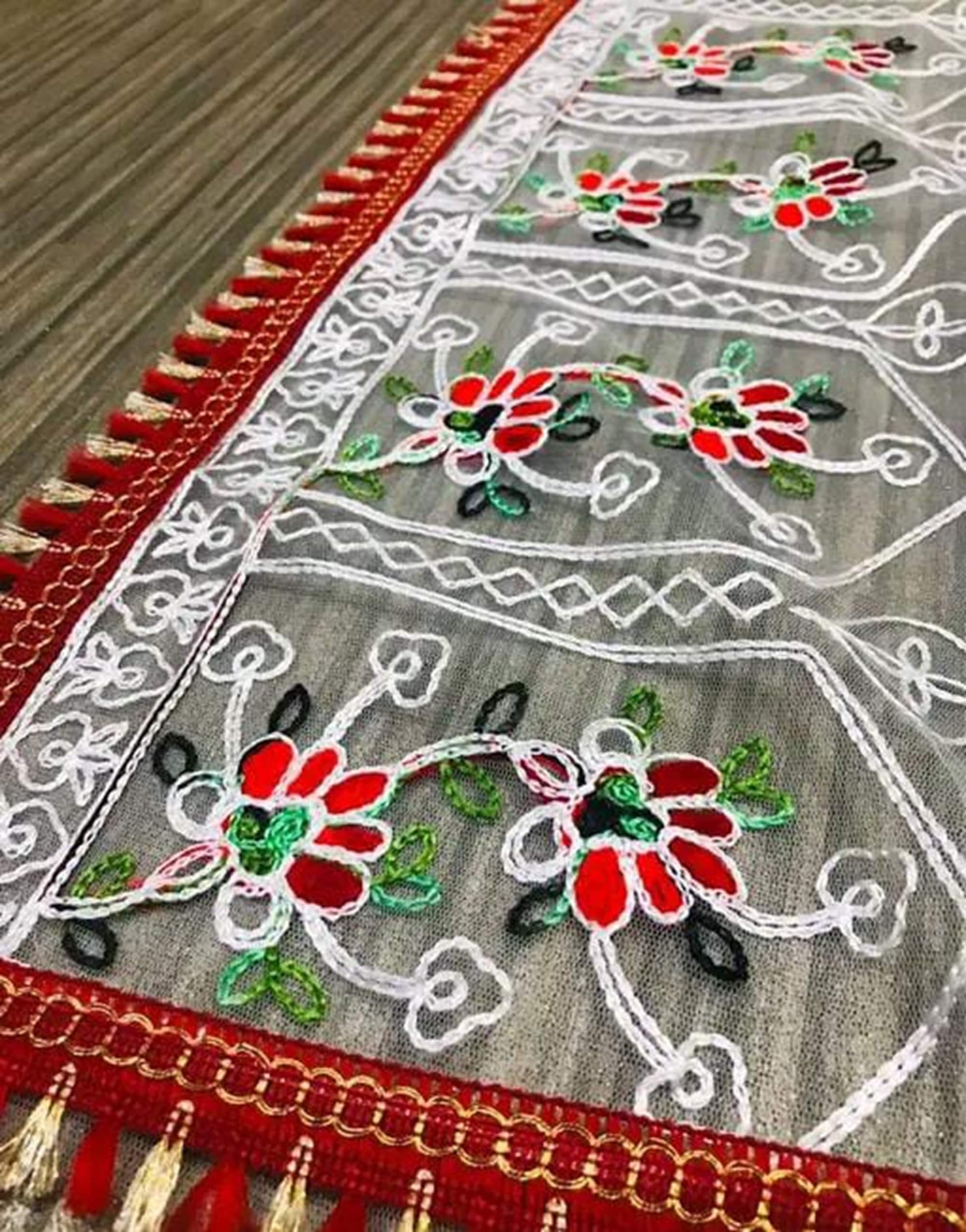 Embroidered Phulkari Dupatta for Women, Bridal Chunni in Vibrant Colors ...