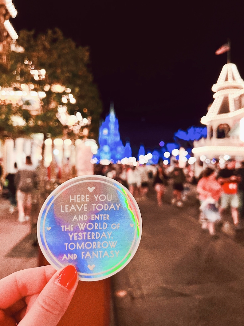 Magic Kingdom Welcome Plaque Holographic 3x3 Diecut Sticker - Etsy