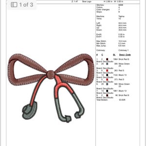 Embroidered Stethoscope Bow - Etsy