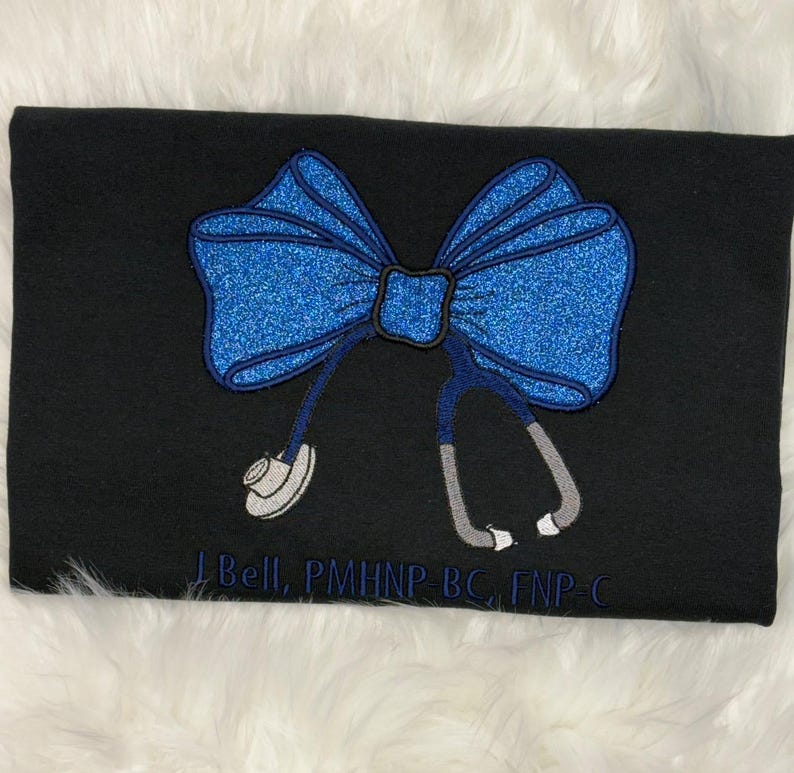 Embroidered Applique Stethoscope Bow, Nurse Logo, Nurse Stethoscope Bow ...