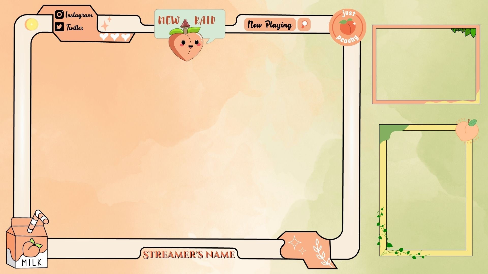 Animated Twitch Overlay: PEACHY PEACH / Peach / Fruit / Overlay ...