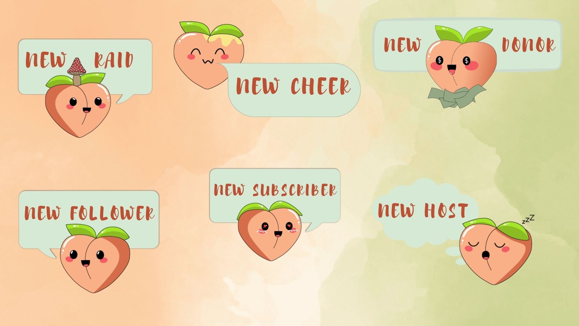 Animated Twitch Overlay: PEACHY PEACH / Peach / Fruit / Overlay ...
