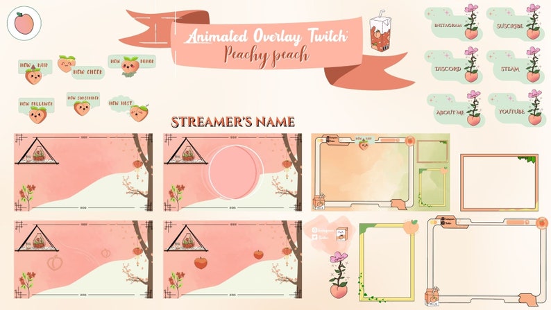 Animated Twitch Overlay: PEACHY PEACH / Peach / Fruit / Overlay ...