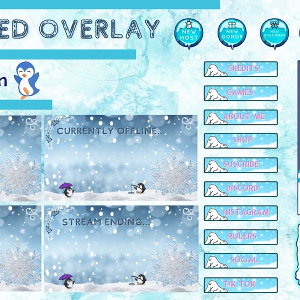 Twitch Overlay Penguin - Etsy