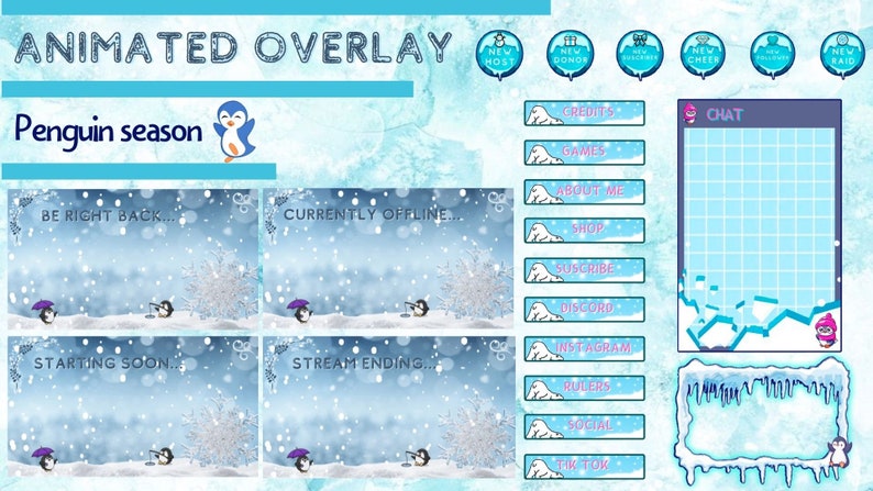 Twitch Overlay: PENGUIN SEASON - Etsy