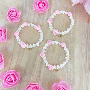 Rosey Hearts Mother of Pearl Beaded Bracelet: Feminine Boho Stack - Etsy