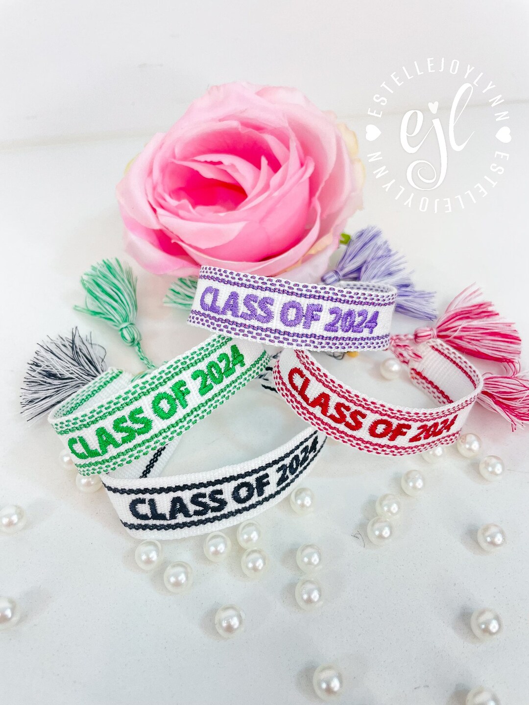 Graduation Class of 2025 Embroidery Tassel Bracelet / Customize Your ...