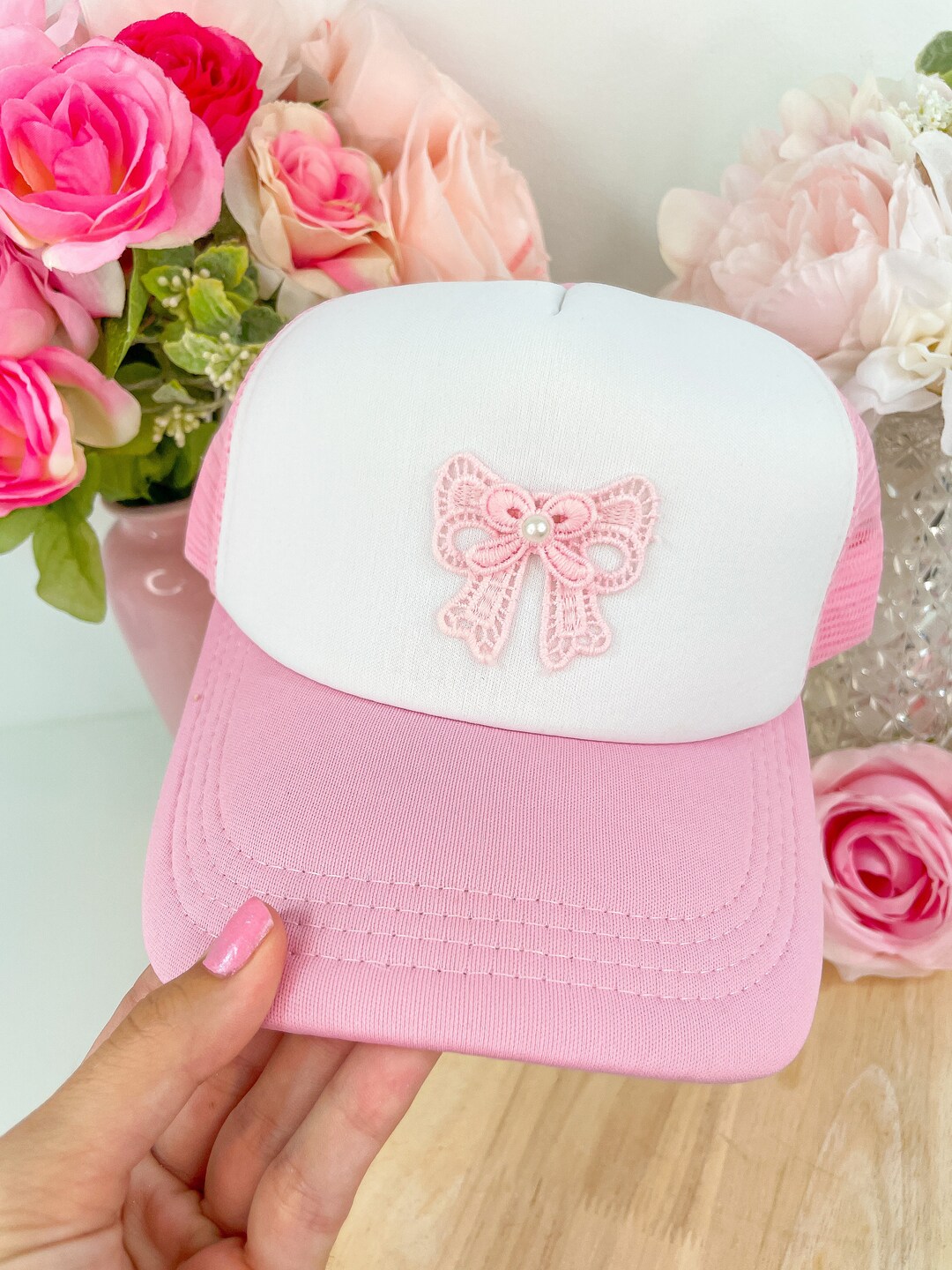 Pink Girly 3D Bow Coquette Aesthetic Trucker Hat / Pink Trucker Hat ...