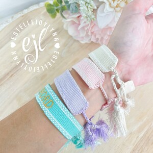 Embroidered Tassel Bracelet / Personalized Bracelet / Letters, Numbers ...