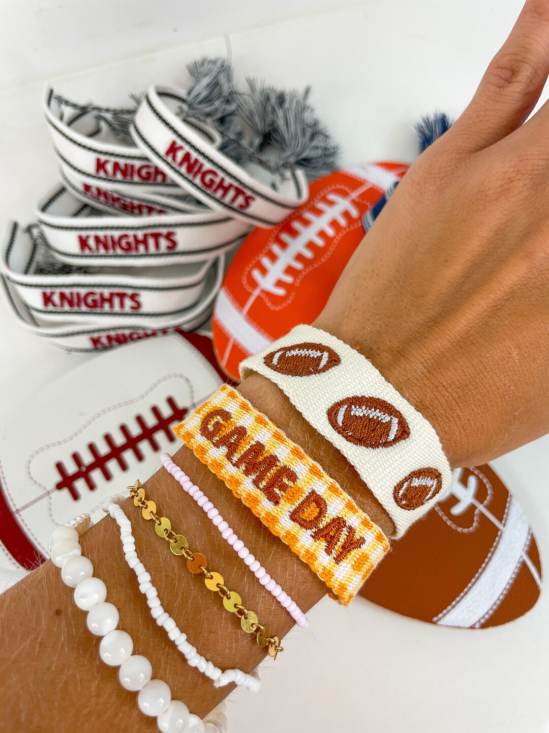 Football Bracelet || Embroidered Bracelet / Game Day Bracelet / School ...