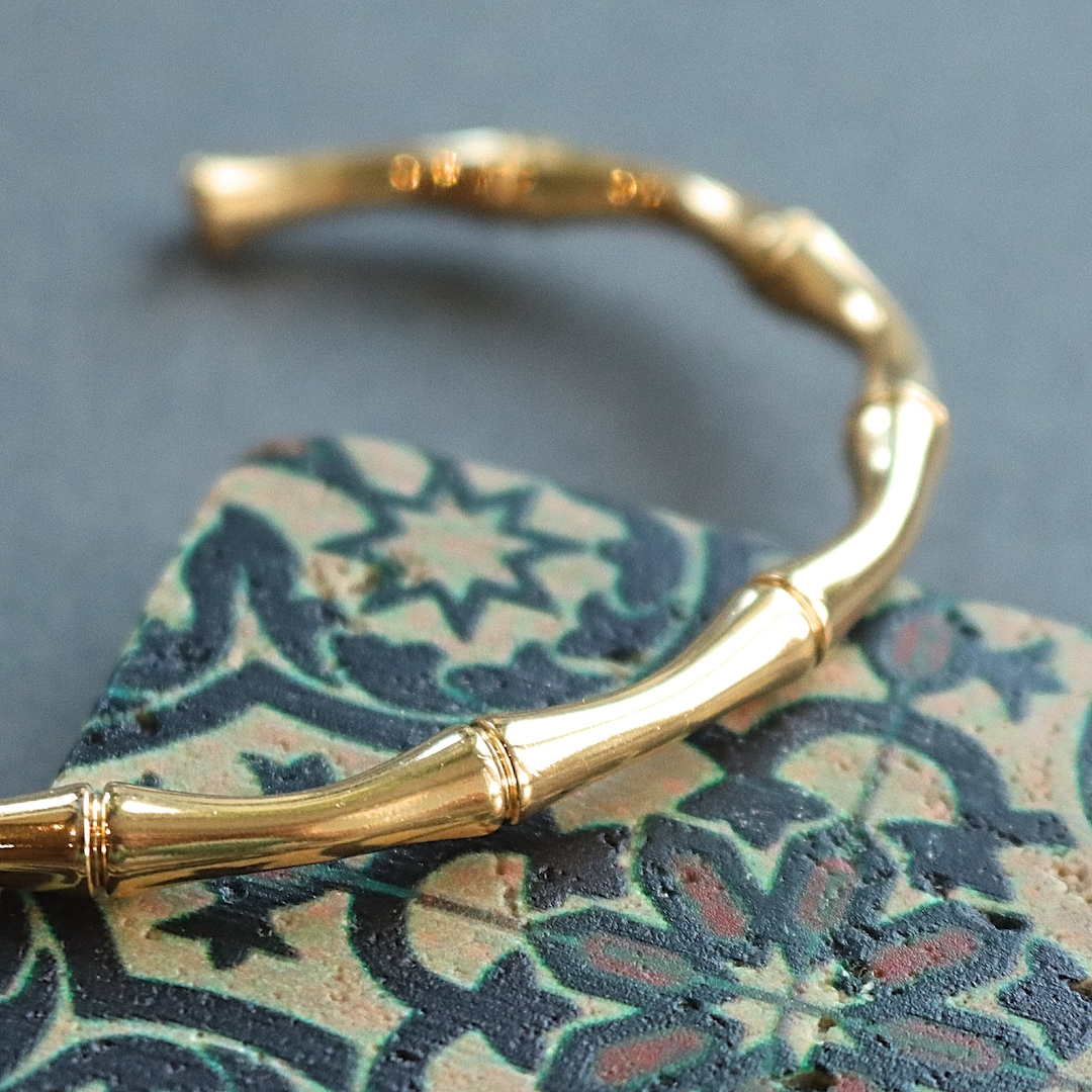 Bamboo Cuff Bangle, Gold Bracelet, Nature Inspired Jewellery, 14k Plated Stainless Steel - Etsy