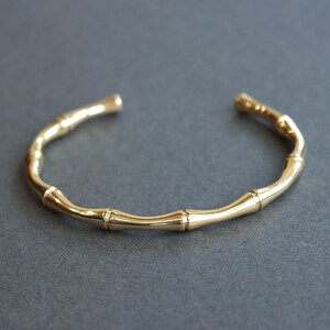 Bamboo Cuff Bangle, Gold Bracelet, Nature Inspired Jewellery, 14k ...